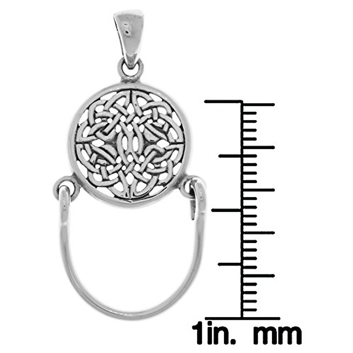 Jewelry Trends Sterling Silver Celtic Knotwork Charm Holder Round Pendant