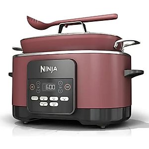 Ninja Foodi PossibleCooker PRO MC1000 8.5Qt Multicooker 8 in 1 Slow Cooker, Dutch Oven, Steam Bake Roast Sear Sauté Bread Maker Warmer, Glass Lid, Integrated Spoon, Nonstick (Cherry)