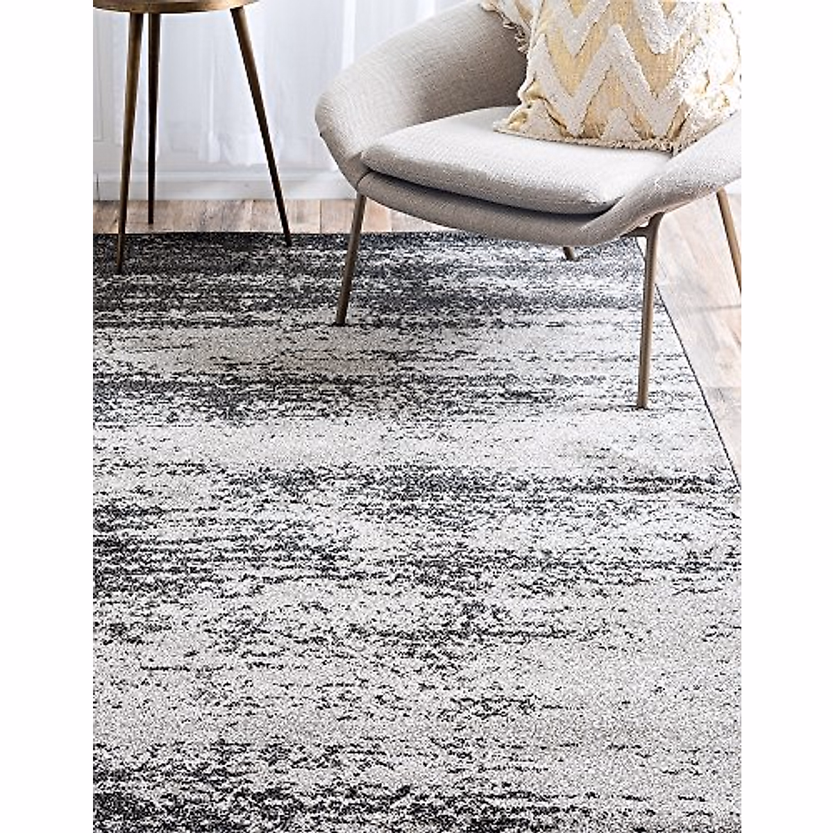 Unique Loom Del Mar Collection Area Rug - Lucille (5' 3" x 8' Rectangle, Dark Gray/ Ivory)