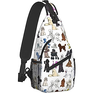 Sling Backpack Fashion Crossbody Shoulder Bags-Poodles White Chest Bag Casual Daypack for Men Women