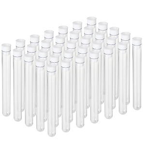 100Pcs Disposable Plastic Test Tubes with Caps 16x150mm 15ml Clear Test Tubes Containers Good Seal for Candy Storage, Bath Salts, Scientific Experiment