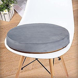 Big Hippo Chair Pads Round Memory Foam Seat Cushion Non Slip Rubber Back Thicken Seat Cushion Soft Chair Cushion for Home Office Gray (16" X 16")