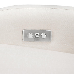 Babyletto Nami Electronic Power Recliner & Swivel Glider with USB Port in Performance Cream Eco-Weave with Light Wood Base,Water Repellent & Stain Resistant,Greenguard Gold and CertiPUR-US Certified