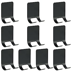 Alise 10 Pcs Self-Adhesive Utility Hooks Coat Hook Double Towel Clothes Hooks for Bathroom Kitchen Wardrobe Window Glass Door Garage,Free-Drilling Stainless Steel Black Finish