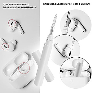 Earbuds Cleaning Kit, Multi-Function Cleaning Pen for Bluetooth Headset, Headphone Cleaner for Earbuds, Wireless Earphones Case Cleaning Tools (2 Pcs White)