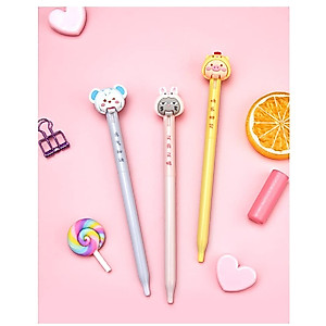 Cute Kawaii Animal Press Shape Gel Ink Pens school office supplies for girls Stationery novelty pens for kids stationary (6Pcs)