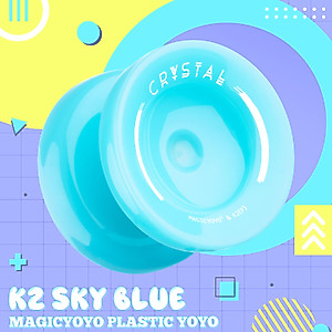 MAGICYOYO Responsive Yoyo for Beginners K2, Dual Purpose Yoyo for Kids with Replacement Unresponsive Bearing for Intermediate + Bearing Remover + Yoyo Case Bag + 12 Yoyo Strings (Blue)