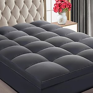 CHOKIT Premium 2100 Series Mattress Topper Twin XL College Dorm Extra Thick Cooling Mattress Pad Cover, 400TC Plush Pillow Top for Back Pain, Soft Breathable 5D Snow Down Alternative Fill
