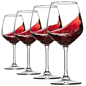 Paksh Novelty Italian Red Wine Glasses - 18 Ounce - Wine Glass Clear (Set of 4)