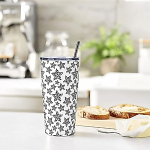 Yaxongx 20oz Tumbler Leopard Print Star Double Wall Vacuum Insulated Coffee Mug with Lid and Metal Straw Brush Reusable Stainless Steel Water Bottle Travel Cup Gifts for Car Ice Drinks Hot Beverage