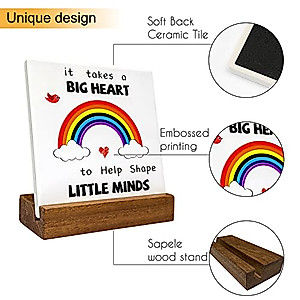 Teacher Appreciation Gifts - Ladies Teacher Gifts For Desk Decor - It Takes A Big Heart To Help Shape Little Minds - The Best Teacher Gifts For Students - Funny Thank You, Birthday, Christmas Gifts