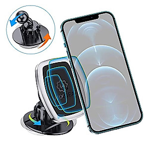 WixGear Universal Stick On Swivel Mount (2 Pack) Dashboard Magnetic Phone Holder for Car, Phone Mount for Car for Cell Phones and Mini Tablets with Fast Swift-snap (New Upgraded Mount)