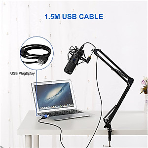 Wireless Microphones USB Microphone Condenser D80 Recording Microphone with Stand and Ring Light for PC Karaoke Streaming Podcasting Microphone to Sing. (Color : D80 5) (Color : D80 5) (D80 7)