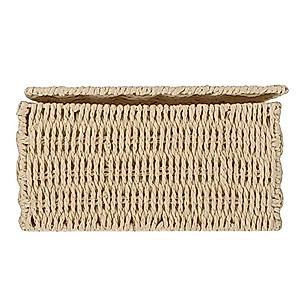 Cabilock 3pcs Drawer Bedroom Wicker Handwoven Vanity Bin Small Organizer Rattan Table Lid Gift Fruit Bathroom Laundry Bread Decorative Square Organizing Straw Flower Paper with Storage