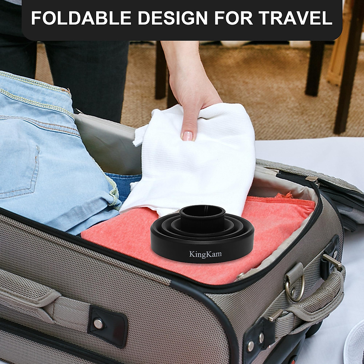 Universal Collapsible Hair Dryer Diffuser - Travel and Easy Storage - KingKam Diffuser Attachment Fit Most Hair Dryers with Nozzle Diameter D-1.575Inch to 1.968 Inch (4-5cm) - Black