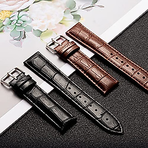 通用 Unisex-adult Watch Band, Alligator Leather Watch Strap with Stainless Steel Buckle, Calfskin Replacement Strap for Watch's Band and Women's Watch Band (22mm, Black)