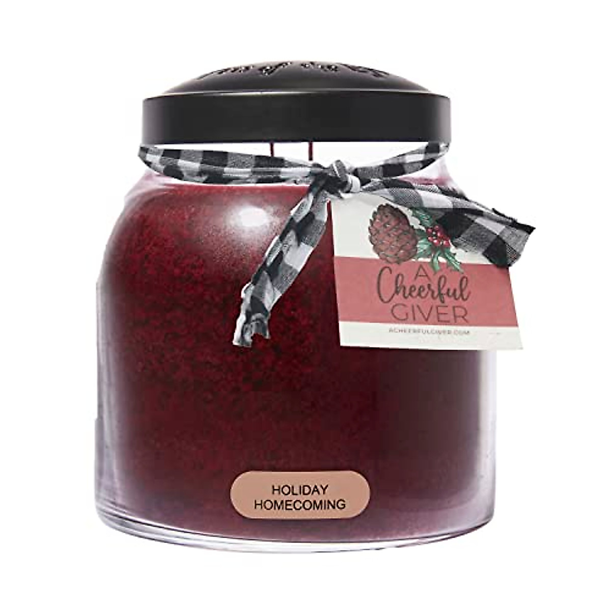 A Cheerful Giver — Holiday Homecoming - 34oz Papa Scented Candle Jar with Lid - Keepers of the Light - 155 Hours of Burn Time, Gift for Women, Black
