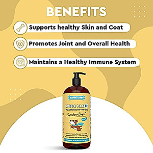 Wonder Paws Fish Oil For Dogs - Omega 3 For Dogs From Alaskan Salmon, Cod & Krill Oil - EPA DHA Fatty Acids - Less Shedding & Itching - Skin, Joint, Immune & Heart Health - 16 oz Pet Liquid Supplement
