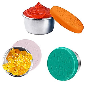 LALASTAR Salad Dressing Container, Stainless Steel Condiment Containers with Lids, Leakproof and Reusable Sauce Container, 3x1.6oz, Pink+Orange+Green