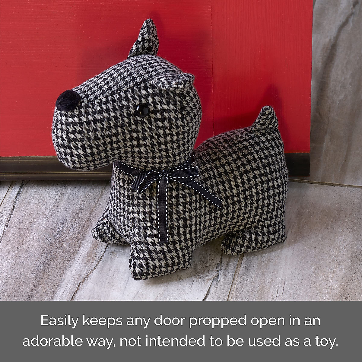 Elements 4.72x9.06x7.87 Inch Gray and Black Dog Weighted Fabric Door Stopper