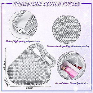 Meanplan 4 Pcs Silver Purse Jewelry Set for Women Rhinestone Wedding Bride Jewelry Prom Evening Party Accessories Silver Clutch Purse (Modern Style)