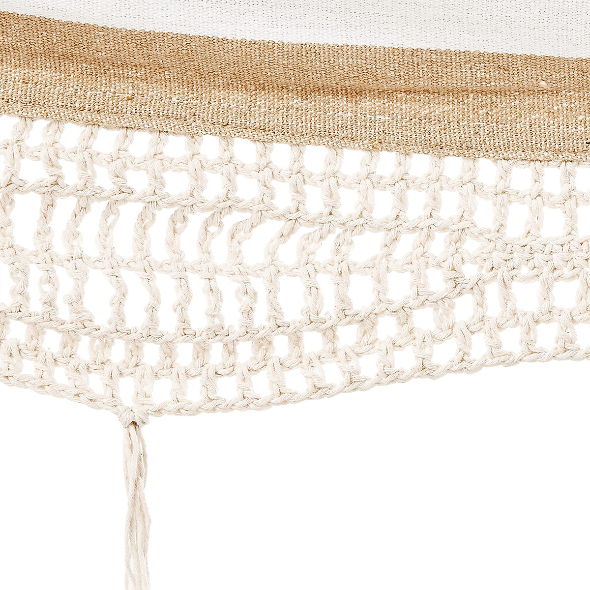 Amazon Basics Double Hammock with 9-Foot Space Saving Steel Stand and Carrying Case, Beige Stripe with Lace, 450 lb Capacity, 110 x 47 x 43 inches