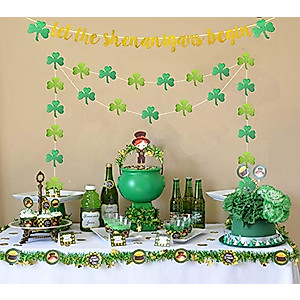 Weimaro Let The Shenanigans Begin Banner, Glittery St. Patrick’s Day Decorations, Indoor Home St Patricks Day Sign, St Patty’s Day Deocrations, Welcome Irish Party Decorations Supplies