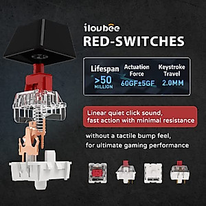 iLovBee i87 Mechanical Keyboard Gaming 75% Compact TKL Hot Swappable Keyboard Linear Red Switches RGB Backlit Side Light Wired Ergonomic Design Software Supported 87Keys, Black/Grey