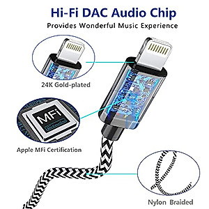 【Apple MFi Certified】Aux Cord for iPhone, 3.3ft Lightning to 3.5mm Aux Stereo Audio Cable Adapter Compatible with iPhone 14 13 12 11 Pro Max XS XR X 8 7 for Car Home Stereo, Speaker, Headphone, Sliver