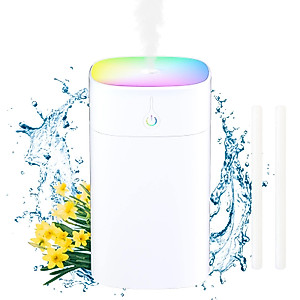 mini humidifier for bedroom Colorful Cool Mist Humidifier 350ML Personal Desktop Humidifiers with Night Light Jelison Auto Shut-Off, 2 Mist Modes,Super Quiet, for Home,Office, Yoga,White