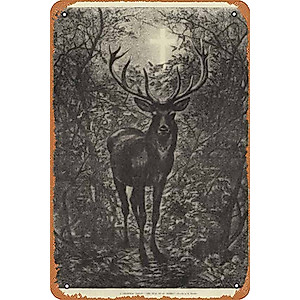 Vintage Tin Signs A Christmas Legend, the Stag of St Hubert Funny Decorations for Home Bar Pub Cafe Farm Room Metal Poster 12x8 Inches