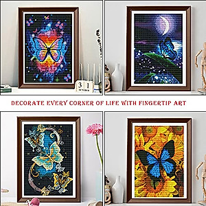 4 Packs Stamped Cross Stitch Kits,Landscapes Butterfly Counted Cross Stitch Kits for Adults Beginners,DIY Full Range of Needlepoint Kits Needlecrafts Embroidery Arts and Crafts for Home Decor,12"x16"