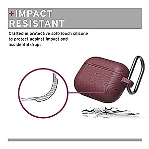 [U] by UAG Compatibile with AirPod Pro Case Soft Smooth Silicone Stylish Dot Pattern Protective Cover with Carabiner Keychain, Aubergine