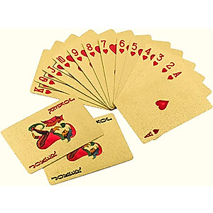 MSTICORA Gold Foil Poker Set - US Dollar Playing Cards - Plastic Playing Cards - Casino Cards(Gold 1 Deck)