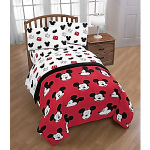 Jay Franco Disney Mickey Mouse Cute Faces Full Sheet Set - Super Soft and Cozy Kid’s Bedding - Fade Resistant Polyester Microfiber Sheets (Official Disney Product)