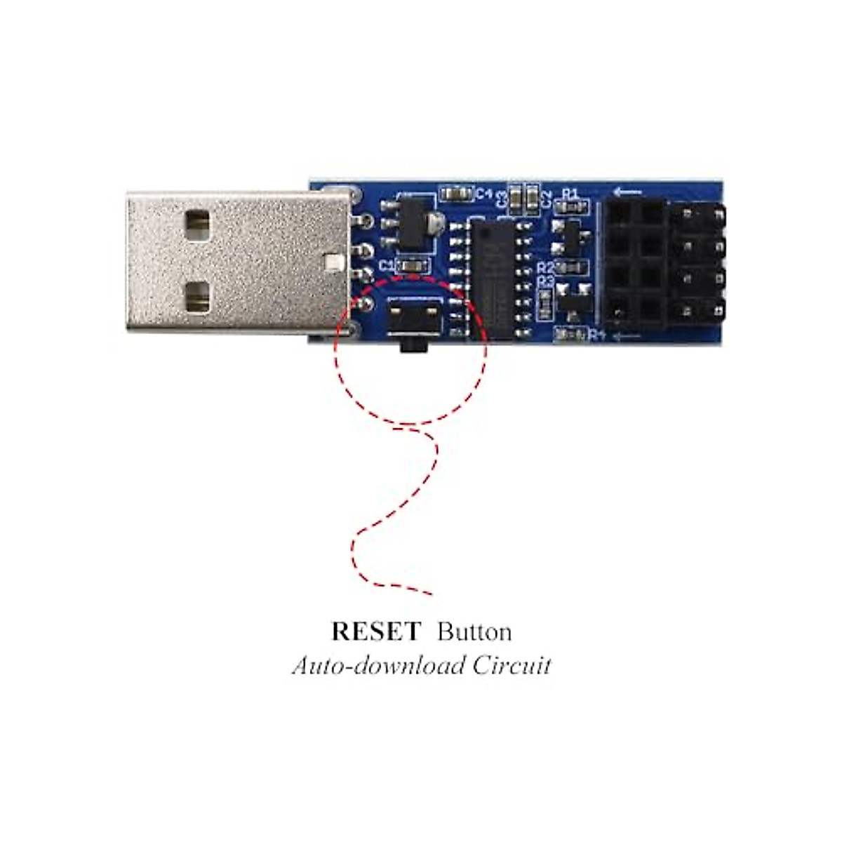 Stemedu USB to ESP8266 ESP-01 Serial Wireless Transceiver 4MB SPI Flash WiFi Module ESP-01S Prog WiFi Programmer Downloader CH340C Chip with Reset Button