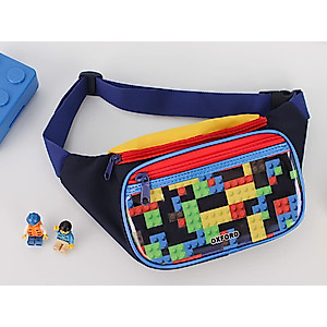 Bricks Patterned Waist Fanny Pack Hipsack Colored Building Blocks Belt Bag Crossbody Sling Phone Pouch for Travel
