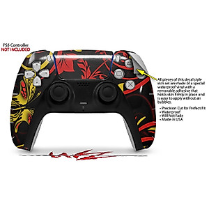 WraptorSkinz Skin Wrap compatible with Sony PS5 DualSense Controller Twisted Garden Red and Yellow (CONTROLLER NOT INCLUDED)