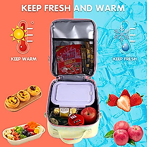 Pop Lunch Box for Girls Kids Insulated Lunch Bag, Rainbow Push Bubble Girls Lunch Box for School Supplies Office, Leakproof Cooler Lunch Tote Bag with Adjustable Strap, Birthday Back to School Gifts