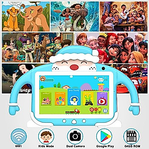 Kids Tablet for Kids 7 inch Toddler Tablet WiFi Kids Tablets 64G Children's Tablet for Toddlers Android Kids Leaning Tablet Tablets for Kids with Case Parental Control