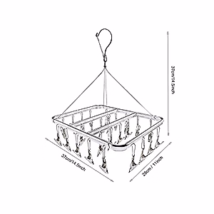 AOBYMIN Sock Drying Rack with 26 Clips, Aluminum Sock Hanger, Laundry Clothes Drying Rack for Socks, Underwear, Towels, Bras, Lingerie, Baby Clothes