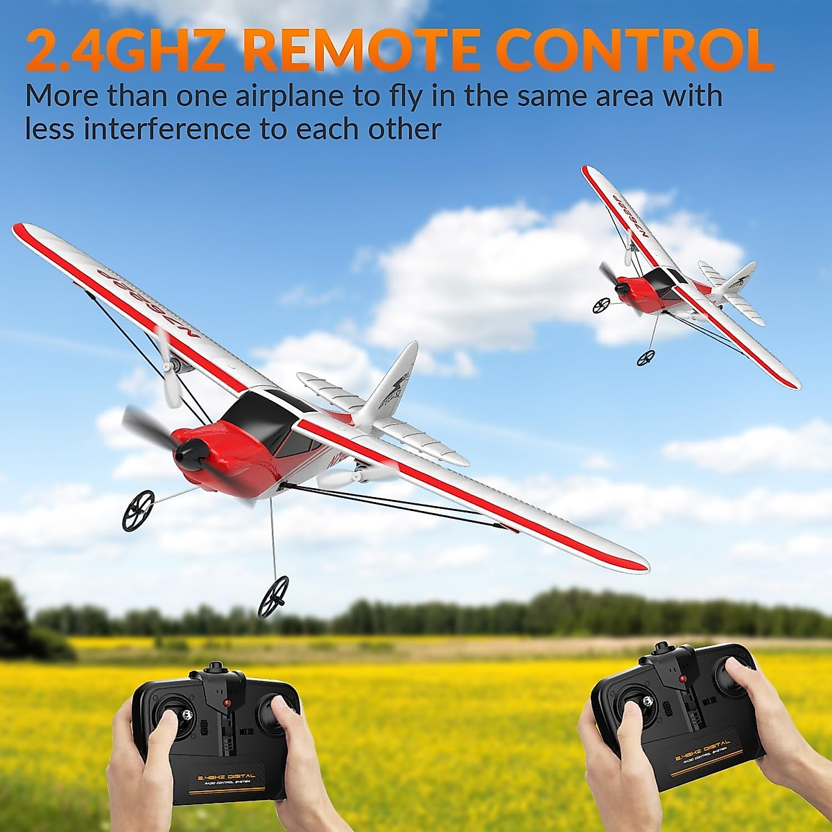 VOLANTEXRC RC Planes Sport Cub S2 for Kids, 2.4Ghz 2CH Remote Control Airlane Portable & Easy to Fly Outdoor Toy Gifts with Gyro Stabilizer for Beginner (Red)