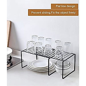 Expandable Stackable Kitchen Cabinet Storage and Counter Shelf Organizer，Shelf Risers,Kitchen Shelves, Cabinet Organization with Spice Rack，Space Saving in Kitchen, Pantry, Bathroom, Bedroom, Office