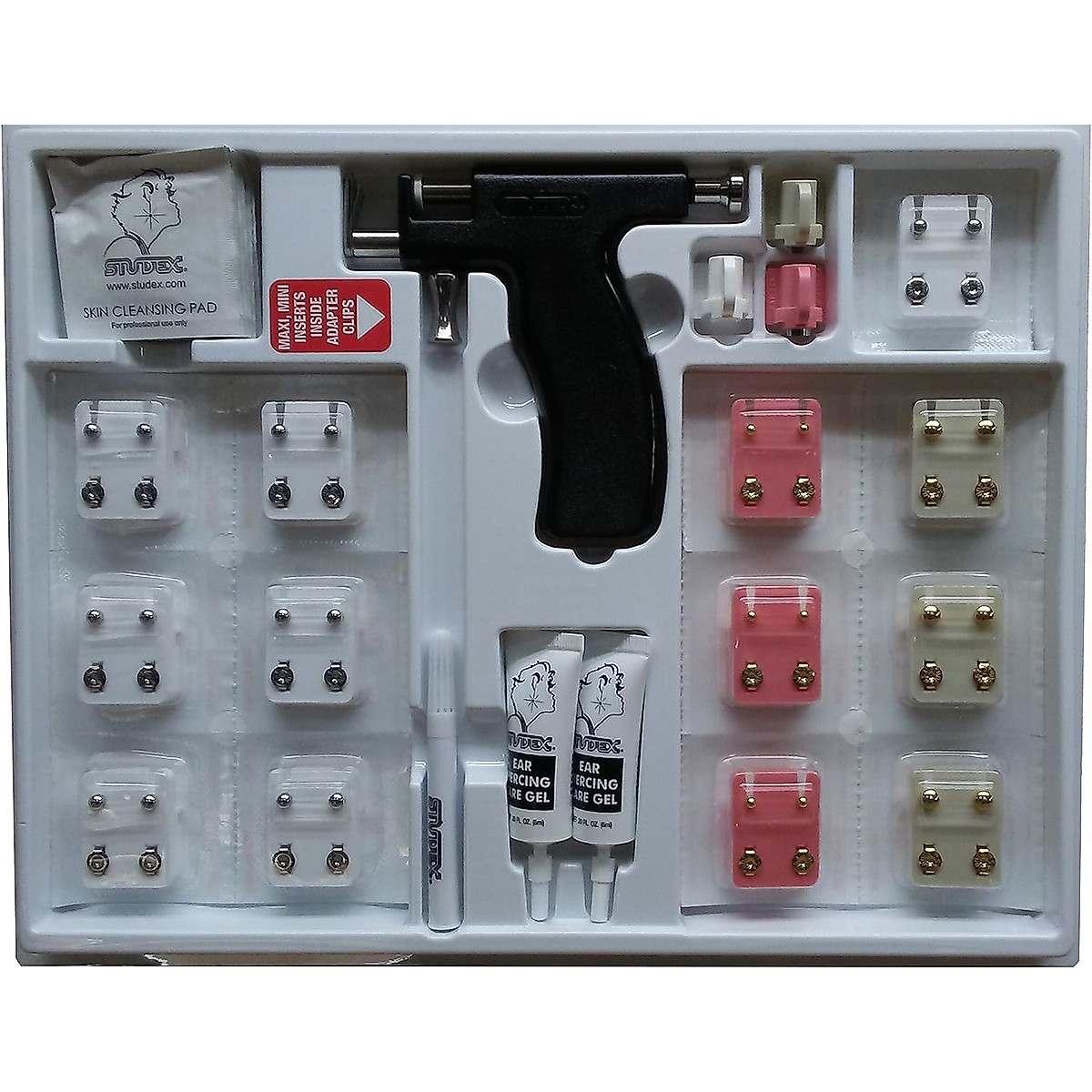 Universal Ear piercing gun kit with 12 pairs gold and silver cartilage earring stud hypoallergenic surgical steel baby earrings for women