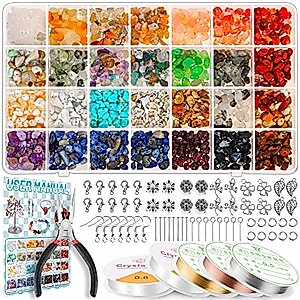 PAXCOO Crystal Jewelry Making Kit for Adults, Ring Making Kit with 28 Colors Crystal Gemstone Beads, Jewelry Wire and Pliers for Ring Making, Jewelry Making Supplies