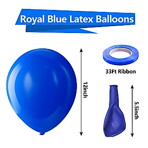 Bezente Royal Blue Latex Party Balloons - 100 Pack 12 inch Round Helium Blue Balloons for Birthday Graduation Baseball Nautical 4th of July Independence Memorial Day Patriotic Party Decorations