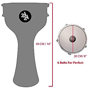 ZAZA Percussion 16'' Length Aluminum Darbuka, 8" Tunable Synthetic Head Turkish Doumbek Drum (Black- Engrave)