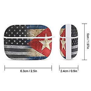 Vintage Black Ameriacn Cuban Flag Print Apple AirPods Pro Hard Case Protective Charging Cover with Keychain for Men Women