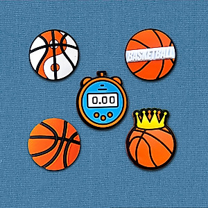 Xaldrichasta Basketball Shoe Charms for Clog Different Matching Sandals Wristbands Bracelets, Sports Ball Shoe Charms Decorations for Kids Teens Adults Party Gifts