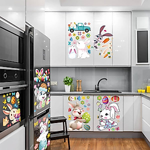 UOMNICUE Rabbit Window Clings, Double Sides Static Animals Bunny Window Stickers for Glass Windows, 9 Sheets 114 PCS Spring Cute Bunny Egg Windows Stickers Decals for Home Office Glass Door Window Decoration